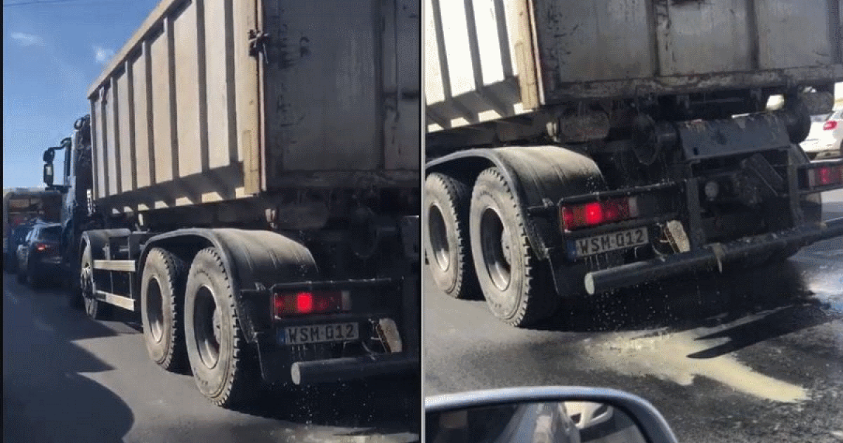 Watch: Leaky Wasteserv truck has motorists kicking up a stink