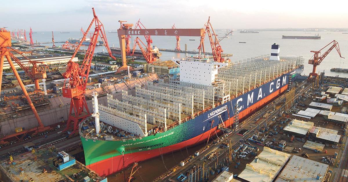 Launch of the world’s largest LNG-powered container ship