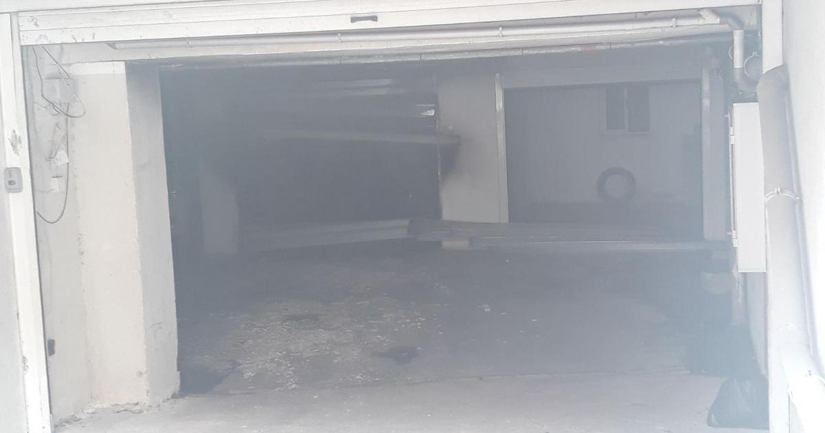 Explosion blows out garage door, damages overlying maisonette