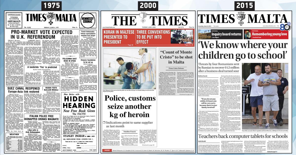 June 6: The front page of Times of Malta 10, 25 and 50 years ago