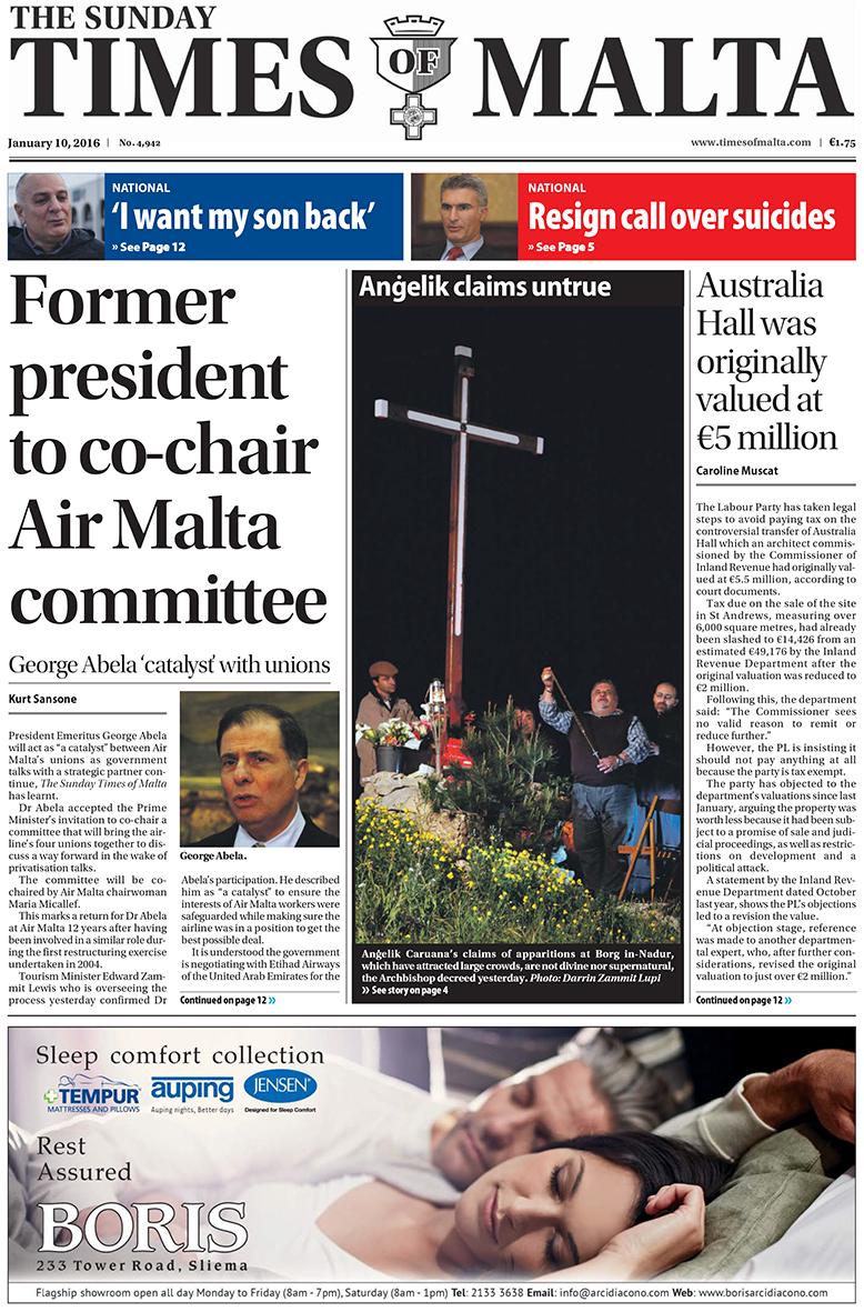 January 10: The front page of Times of Malta 10, 25 and 50 years ago
