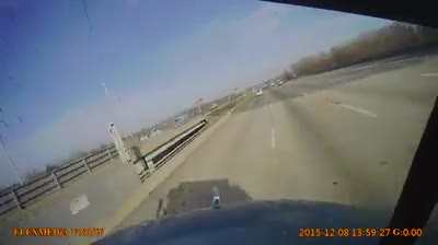 Dash cam video shows truck flipping over