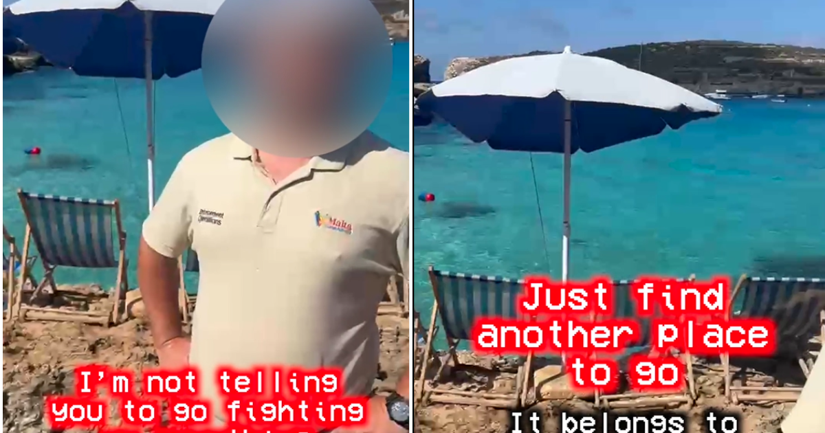 'He pays here': MTA officials force Comino beachgoer away from deckchairs