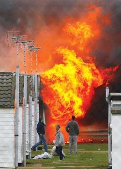 Open prison on fire after rampage