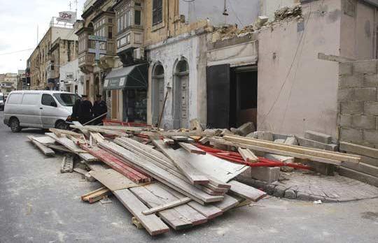 Two slightly injured as scaffolding collapses