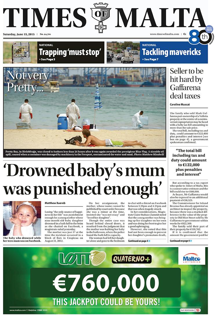 June 13: The front page of Times of Malta 10, 25 and 50 years ago