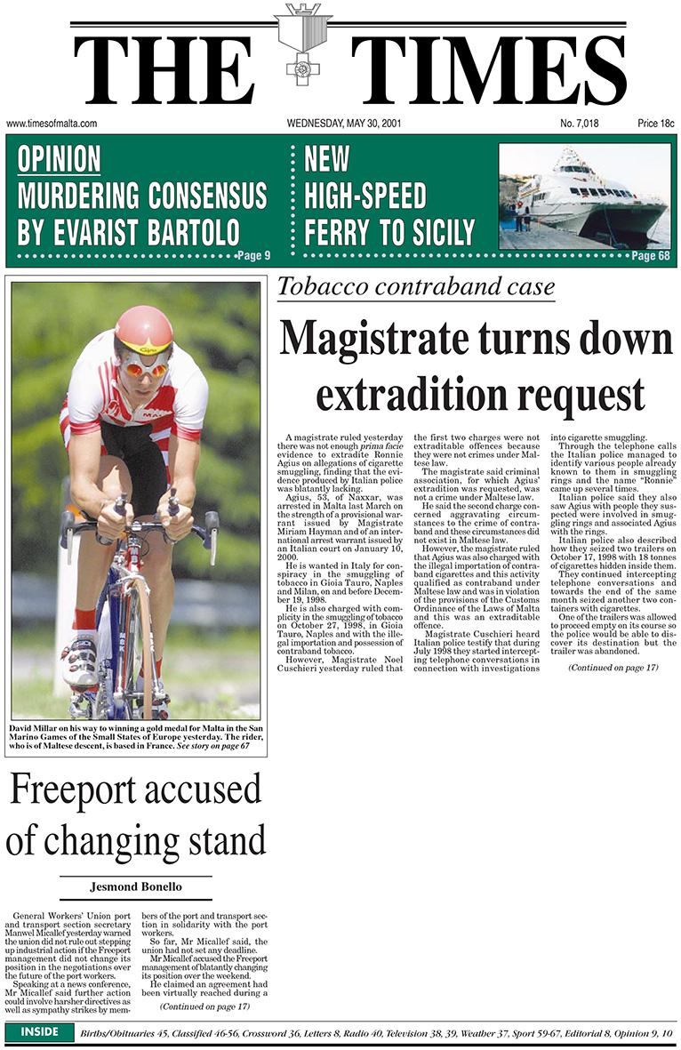 May 30: The front page of Times of Malta 10, 25 and 50 years ago