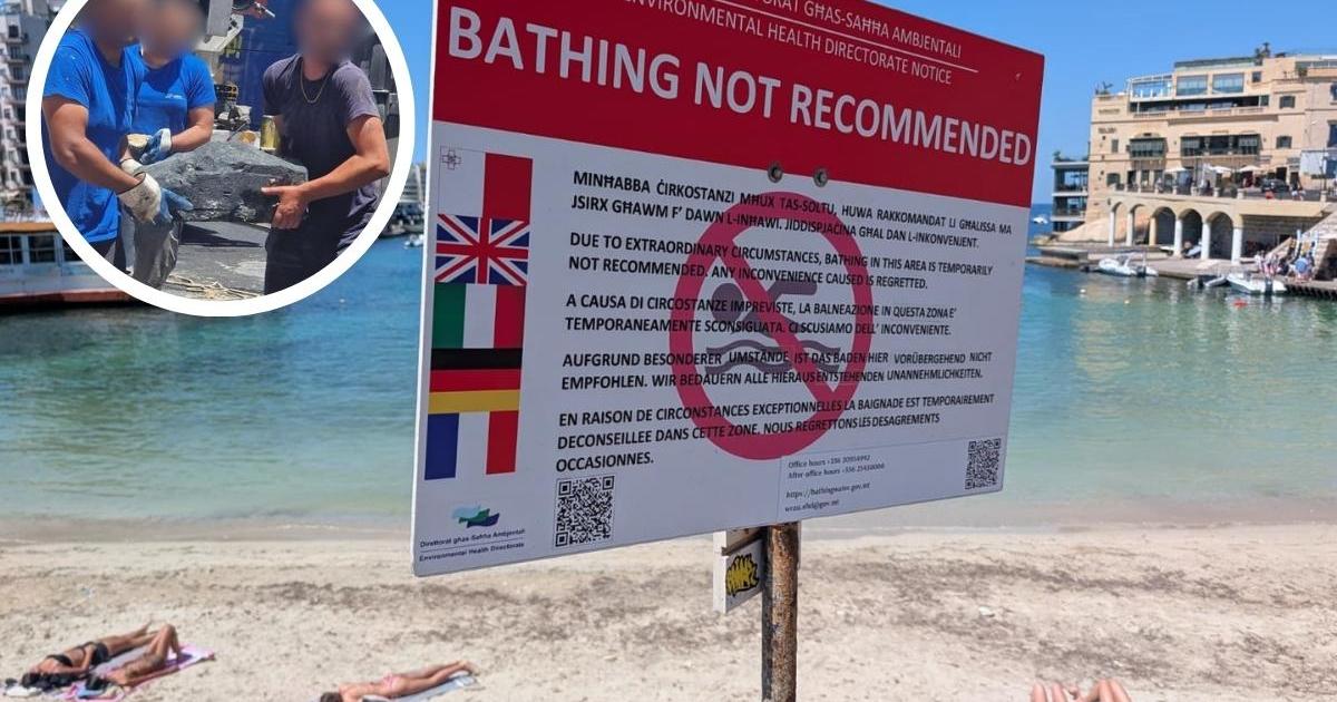 Balluta Bay closed to swimmers after construction waste blocks sewer