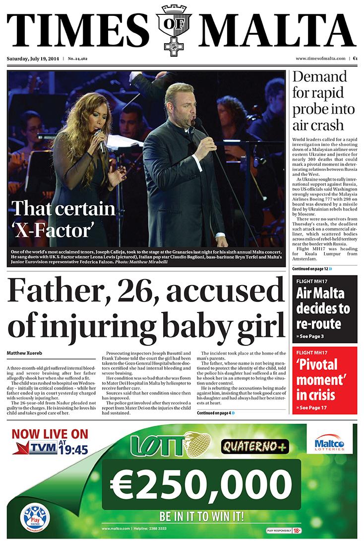 July 19: The front page of Times of Malta 10, 25 and 50 years ago