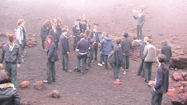 A Geography lesson on volcanoes... inside one of Mount Etna’s craters