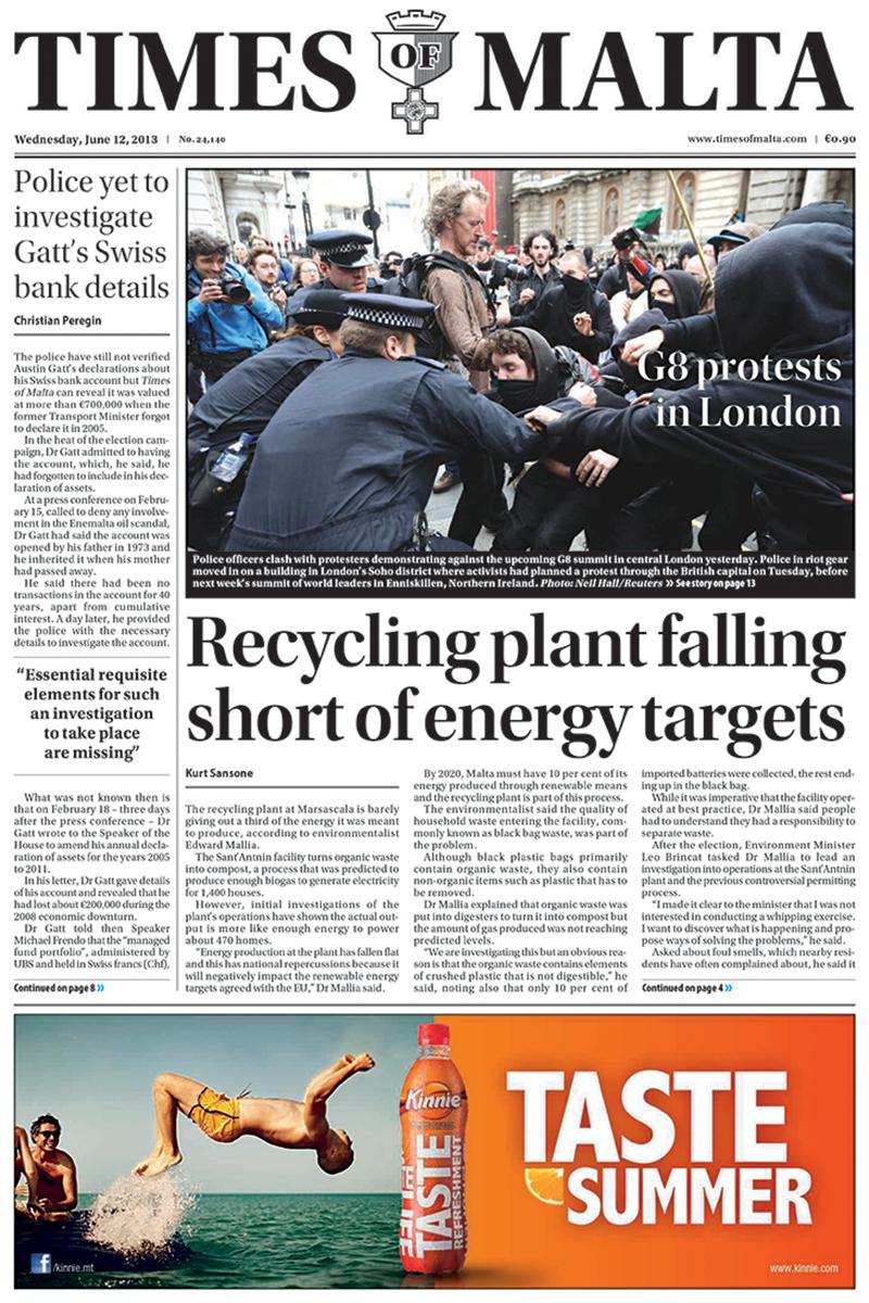 June 12: The front page of Times of Malta 10, 25 and 50 years ago